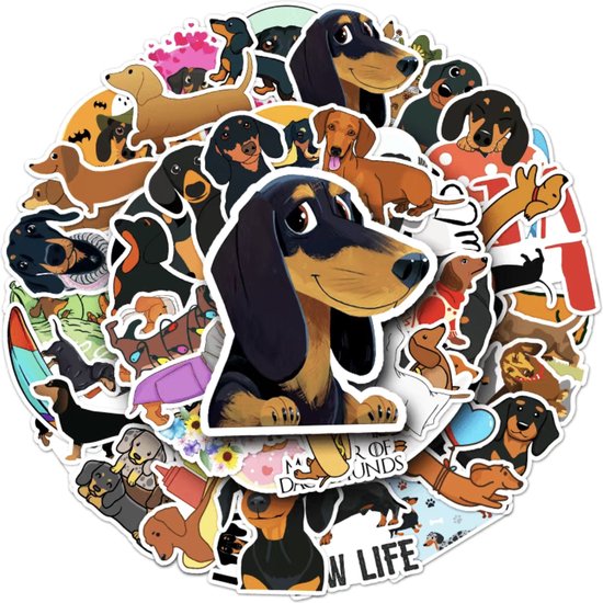 Teckel Stickers - 50 Stuks - Tekeningen - Stickers - Kinderen - Auto ...