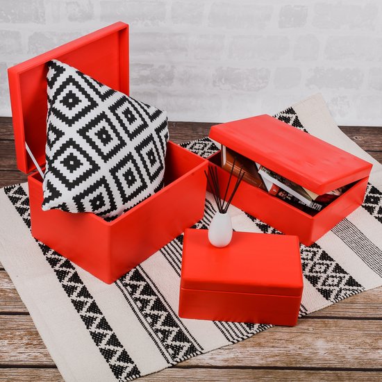 Creative Deco XXL Grote Houten Doos Opbergdoos Rood | 40 x 30 x 24 cm ...