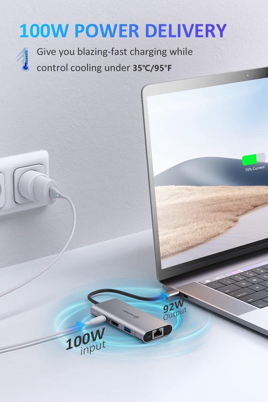 UtechSmart USB C Hub 6 in 1 USB C-naar-HDMI-adapter met 1000m Ethernet ...