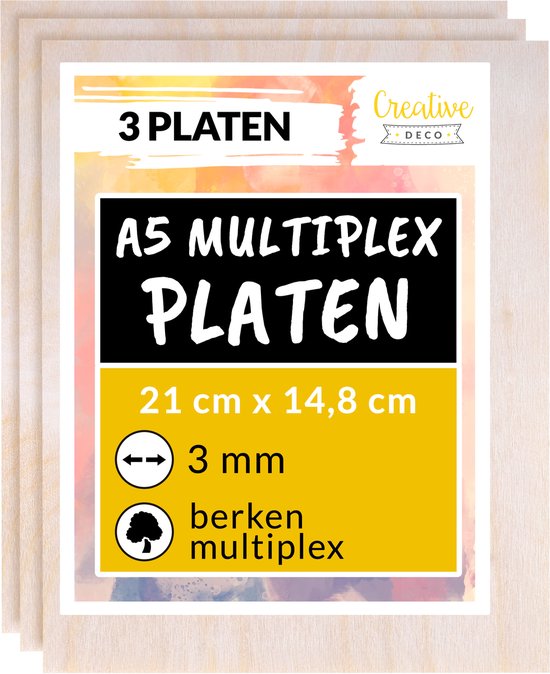 Creative Deco 3 x A5 Plaques Multiplex 3mm | 148 x 210 x 3 mm | Bois ...
