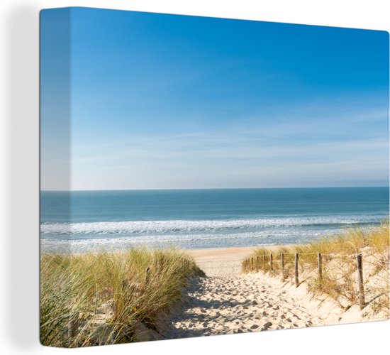Canvas - Zee - Strand - Gras - Duin - Canvas zee - 160x120 cm - Schilderij - Canvas... | bol