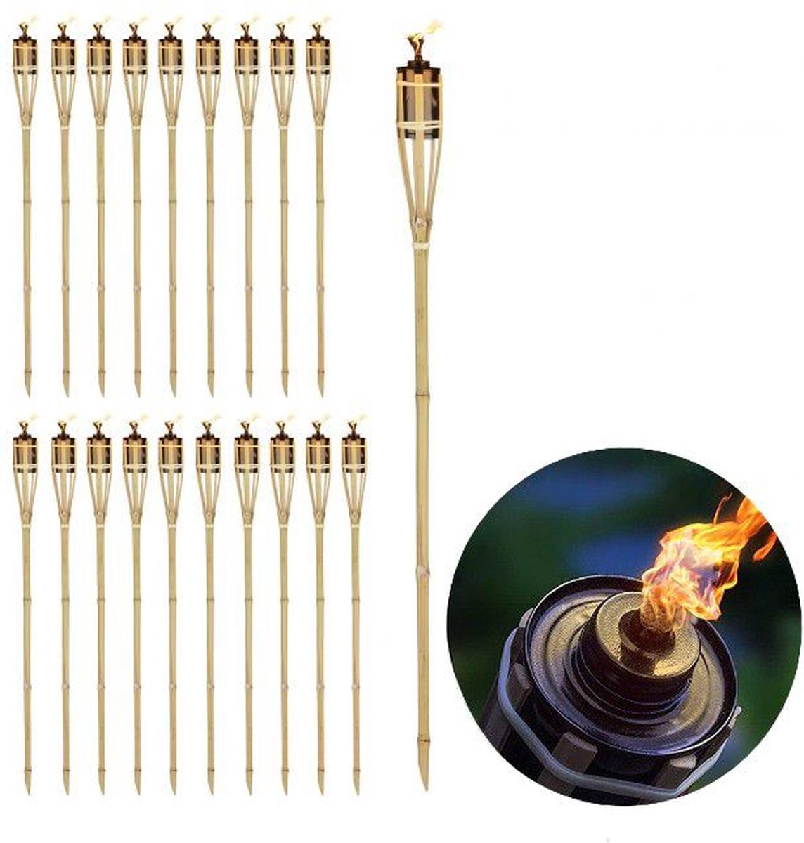 Bamboe tuinfakkels XXL set 20 stuks 120cm | bol.com