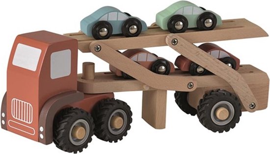 Egmont Toys Houten autotransport met 4 autos | bol