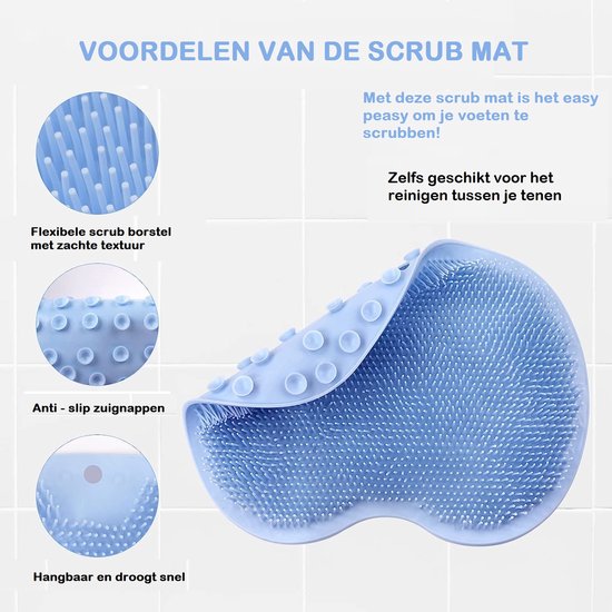 Massage Douchemat - Blauw - Voeten Scrubber - Rug Scrubber - Scrub Mat ...