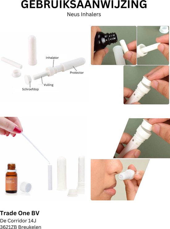 5 x Hervulbare Neus Inhaler - Inhalator - Essentiële Olie - Etherische ...