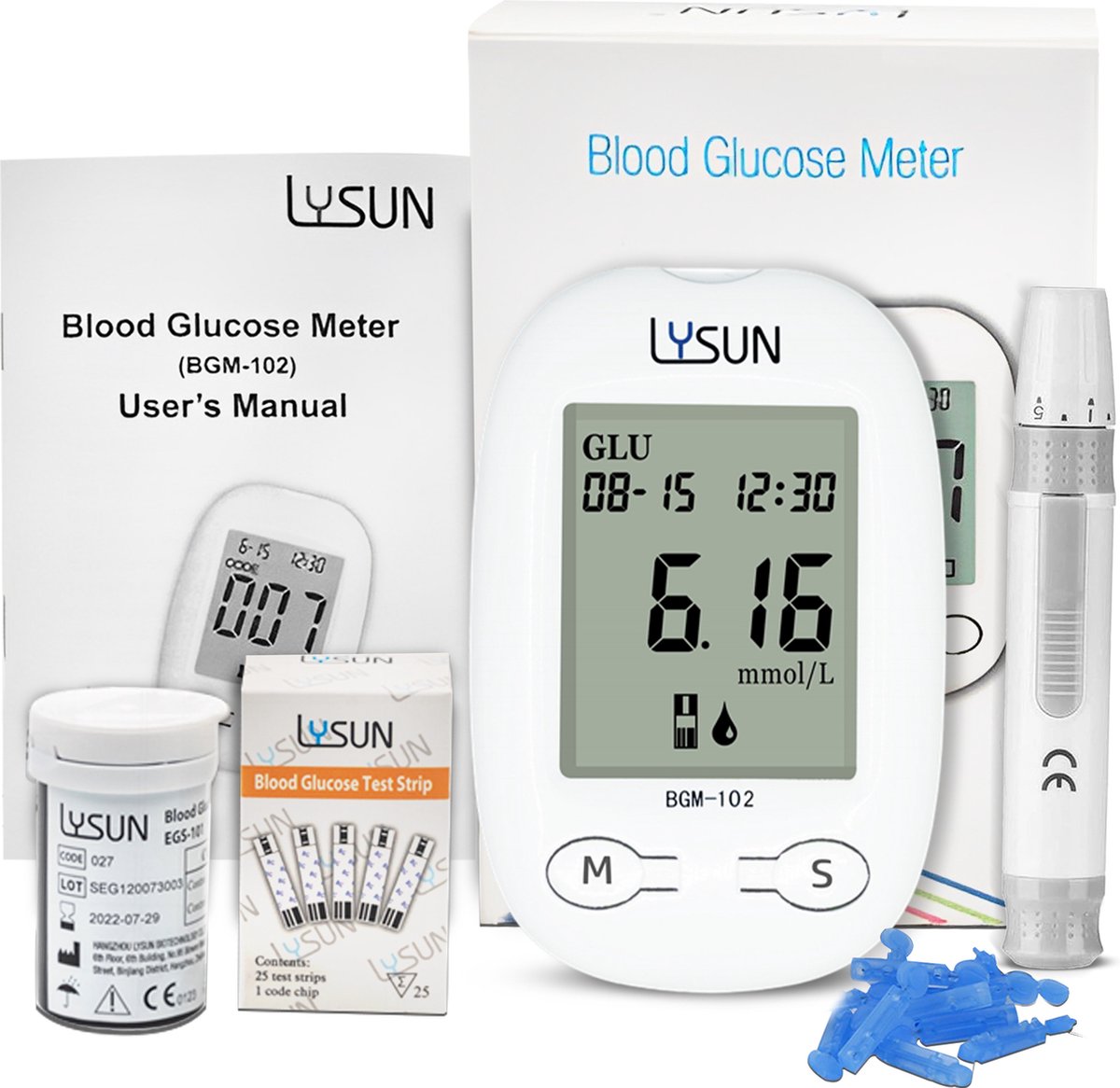 LYSUN Glucosemeter - Startpakket - Alles in één set - Bloedsuikermeter ...
