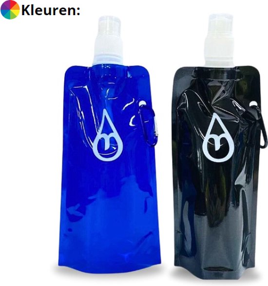 Motivai® Opvouwbare drinkfles - Blauw - Festival Drinkzak - Waterzak ...