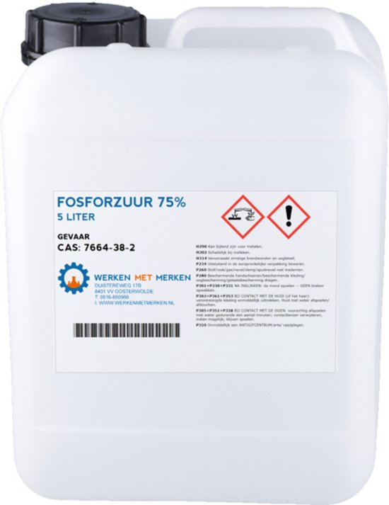 Fosforzuur 75% - 5 liter, Jerrycan - Ontroester | bol