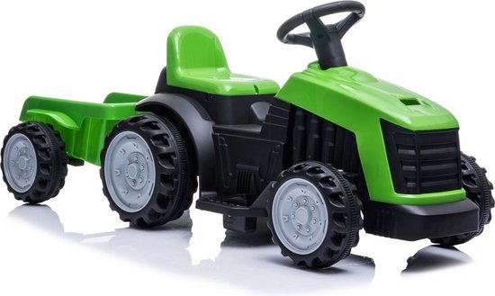 Elektrische kinder tractor groen met trailer - accu voertuig voor ...