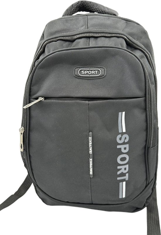 Massi Miliano Rugzak Unisex Nylon Zwart/grijs logo - 14 inch laptop ...