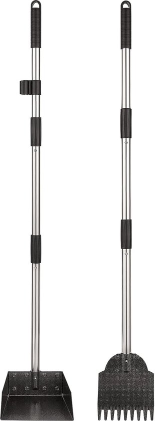 Hondenpoepschep van metaal, hark met verstelbare lengte 84/98 cm, lange ...