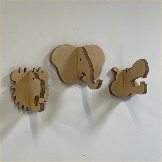 ZoZo handgemaakt- Wandhaak- Dierenkop - Wandhaak Dieren - Olifant ...