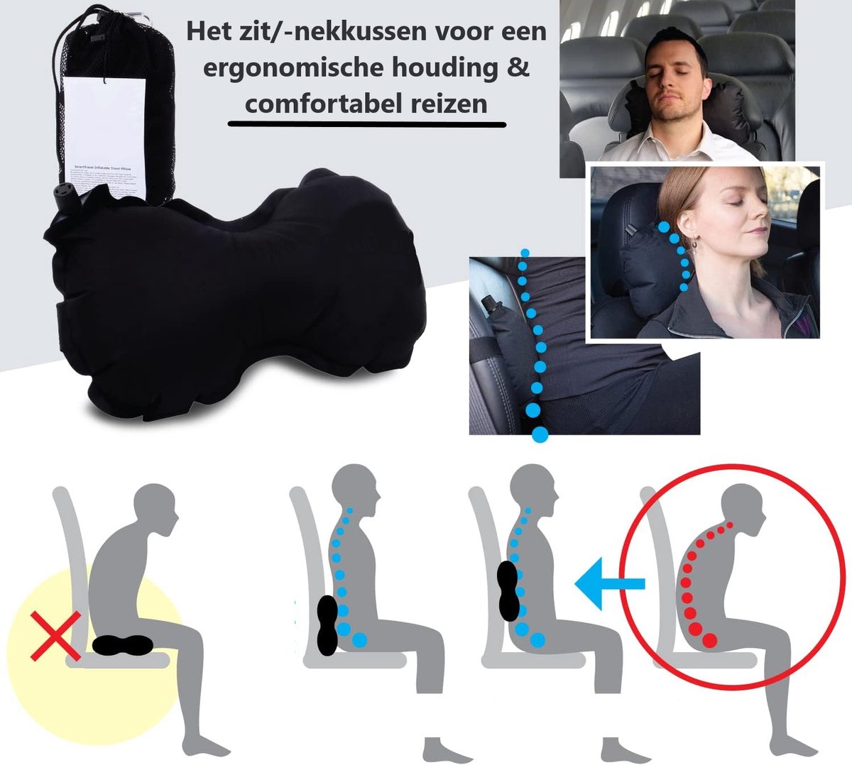 MESOROCK Reiskussen Vliegtuig - Nekkussen Kind - Zitkussen - Vakantie ...