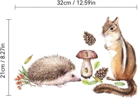 Muursticker Raamstickers Herfst / Autumn - Egel - Eekhoorn - Paddestoel ...