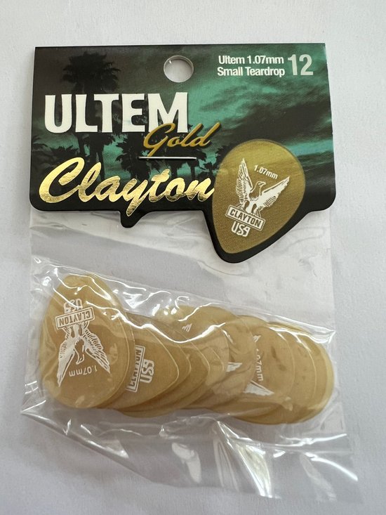 Clayton - Ultem Gold - small teardrop plectrum - 1.07 mm - 12-pack | bol