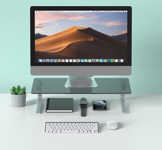 Monitorstandaard, monitorstandaard van gehard glas, ergonomische ...