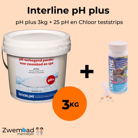 Interline pH plus 3kg - Inclusief 25 pH & Chloor teststrips - pH plus ...