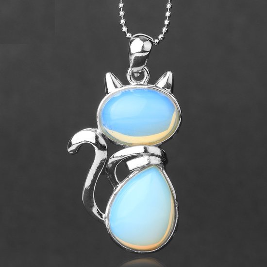 Kasey - Katten Hanger Met Opaliet - 45 cm - Katten Ketting - Ketting ...