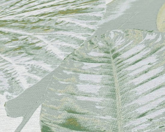 BLADEREN BEHANG | Botanisch - Groen Wit Grijs Goud - LivingWalls Famous ...