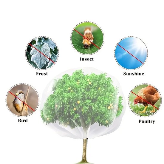 Groot fruitboomnet van 3x3 meter met ritssluiting en trekkoord ...