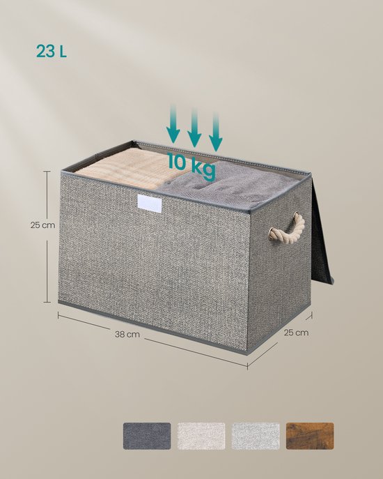 SONGMICS RFB013G02 - Opbergdozen Set van 3 - Stoffen Dozen met Deksel ...