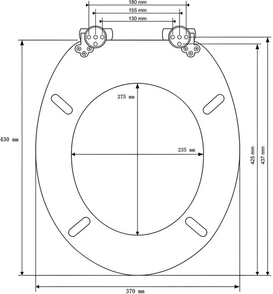 Toiletbril-WC bril met softclose scharnier- MDF -decoratief desig ...