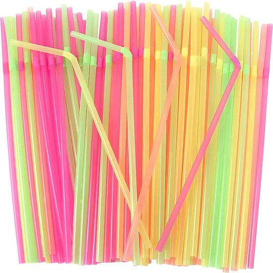 OLOEY Flexibele plastic rietjes – Felgekleurde en stijlvolle flexibele ...