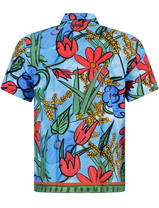 overhemd A Fish Named Fred blauw artistieke print wide collar | bol
