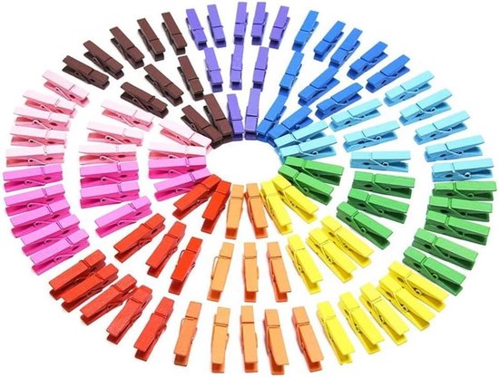 Kleurrijke Mini Houten Wasknijpers - 100 Stuks voor Fotografie en ...