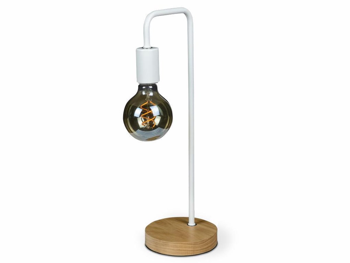Lanterfant® Lamp Peter - Bureaulamp - Hout- Staal - Wit | bol