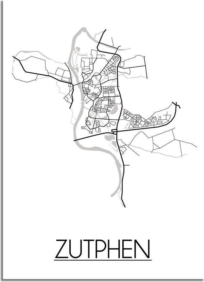 DesignClaud Zutphen Plattegrond poster B2 poster (50x70cm) | bol.com