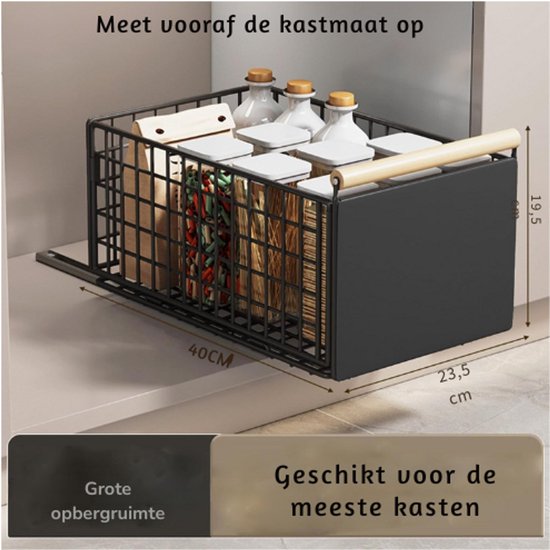 Uittrekbare Keukenlade Zonder Boren - Telescopische Lade Met Houten ...