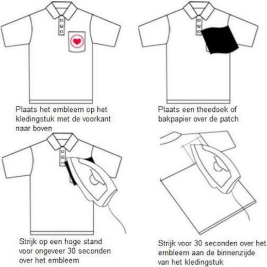 strijkembleem 6 gouden geborduurde harten - strijk embleem harten ...