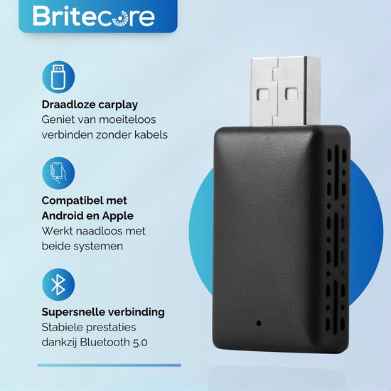Britecore Carplay Dongle – 2-in-1 Dongle - Draadloze Carplay voor Apple en Android... | bol