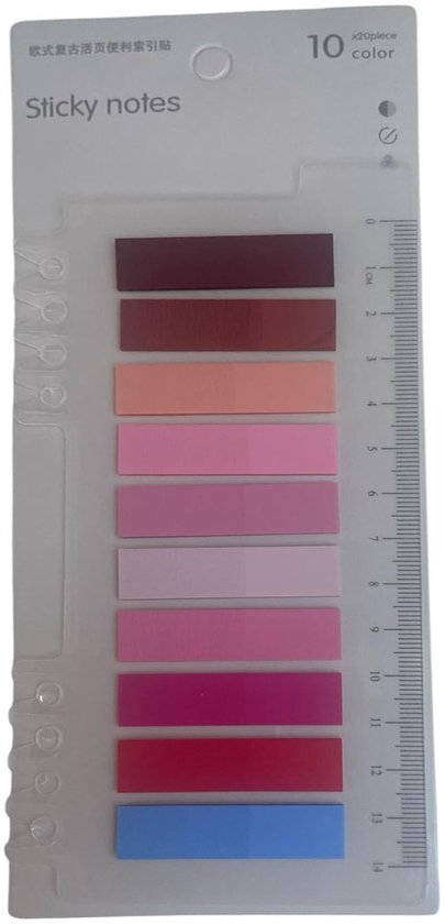 Index tabs - 200 stuks - inclusief liniaal - 10 kleuren - sticky notes ...