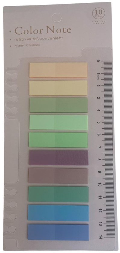 Index tabs - 200 stuks - inclusief liniaal - 10 kleuren - sticky notes ...