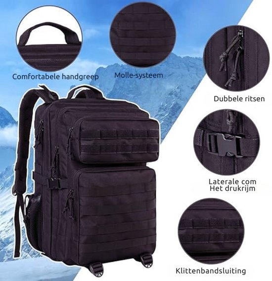 45L Tactische Leger Rugzak Voor Heren – Robuuste Outdoor Rugzak Met ...