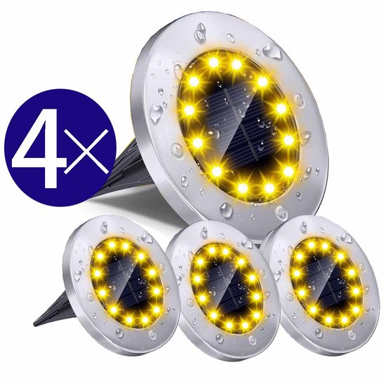 Meedeer 16 Leds Solar Grondspots (4stuks) - Warm wit-Grond Spots op ...