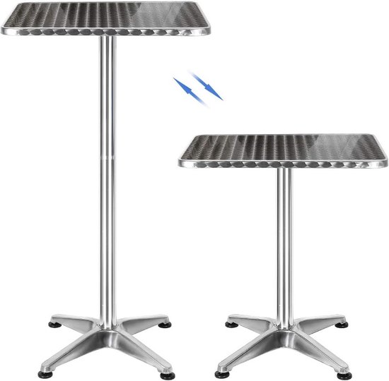Hoogte Verstelbare Statafel voor 4 Personen – Vierkante Pubtafel van Metaal | bol