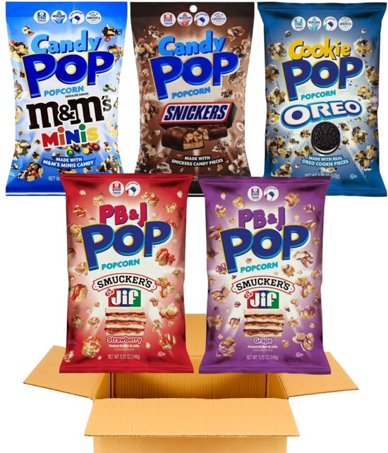 Candy Pop Popcorn - Mix – 5 Smaken incl. Snickers, M&M’s & Oreo ...