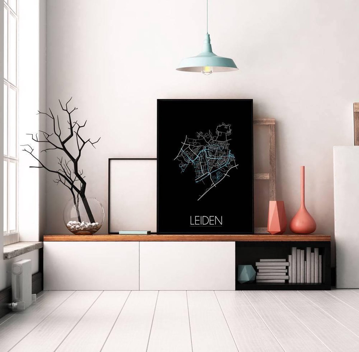 DesignClaud Plattegrond Leiden Stadskaart poster Wanddecoratie - Zwart ...