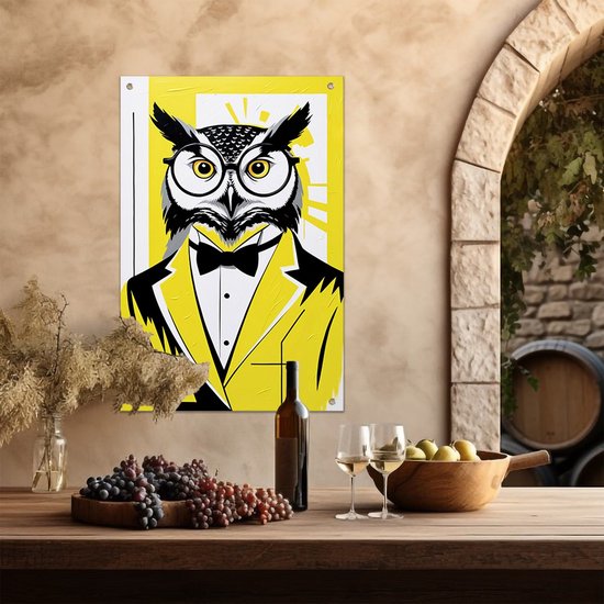 Uil met bril in pak - Uil buitenposter - Poster van buiten dier - Pop ...