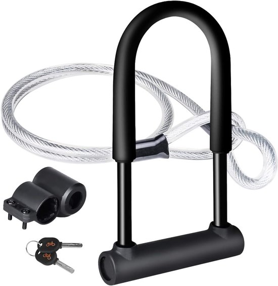 Robuust U-vormig fietsslot met flexibele kabel - Hoge veiligheid - 1 ...
