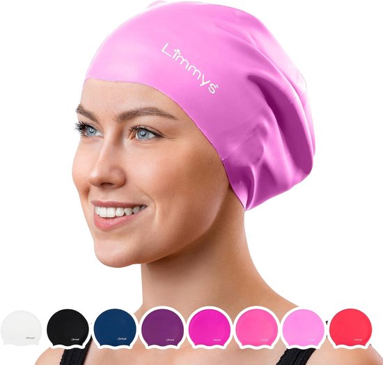 Badmuts lang haar, badmuts voor dames en heren, 100% siliconen badmuts ...