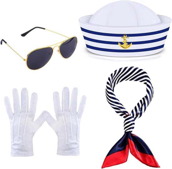 Nordivar - Strepen Sailor Hoed en Sjaal Set - Matrozenhoed voor ...