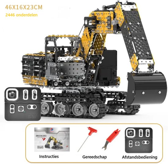 Metalen Bouwpakket Graafmachine – Volledig RC Bestuurbaar - 2500 ...