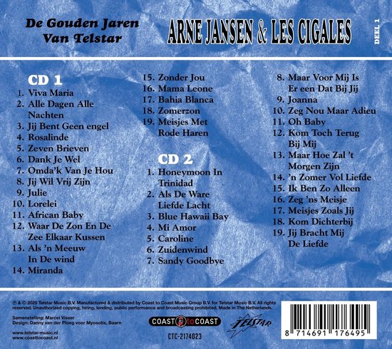 Arne Jansen & Les Cigales - De Gouden Jaren Van Telstar Deel 1 (2 CD ...