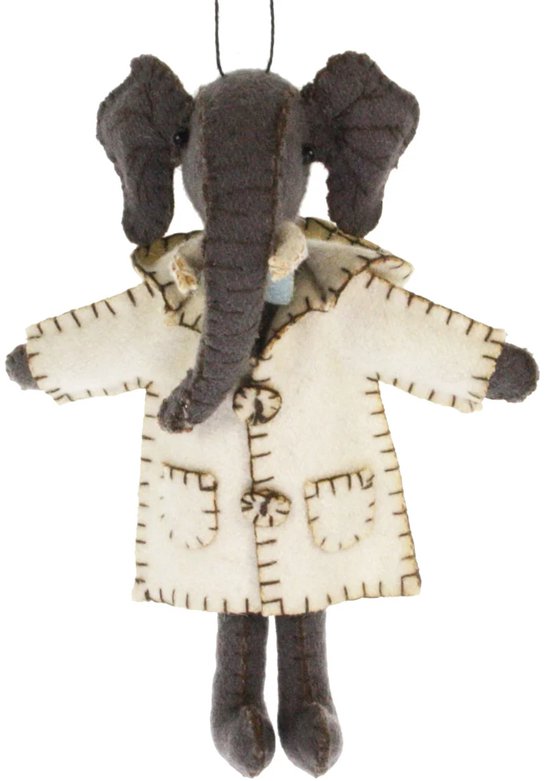 Olifant met witte jas, vilt 15,2cm | bol