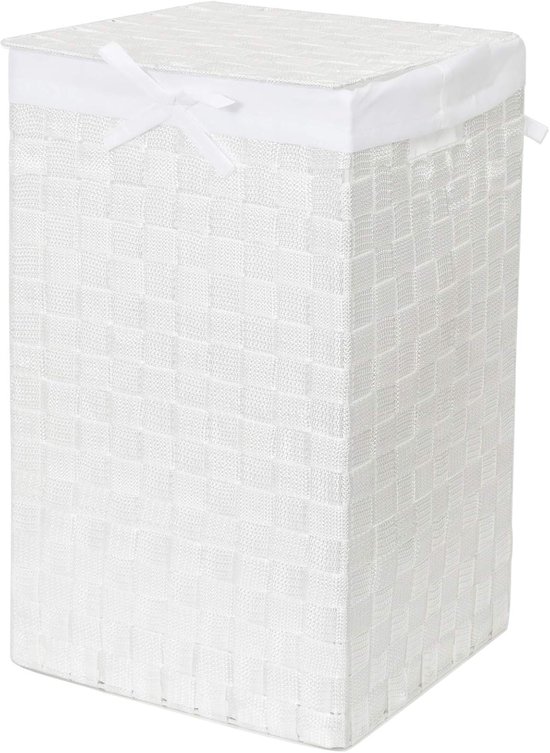 Wit Wasmand met Deksel, Handgrepen en Uitneembare Voering - 30 x 30 x ...