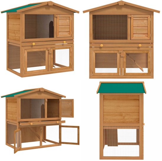 Clapier d'extérieur vidaXL en bois avec 3 portes - Clapiers à lapins ...